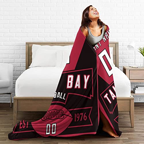 Custom Football City Blanket Personalized Fan Gift Throw Blanket Add Your Name & Number Decorative for Bedroom Living Room