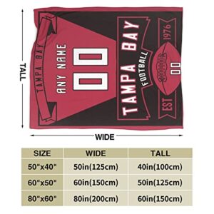 Custom Football City Blanket Personalized Fan Gift Throw Blanket Add Your Name & Number Decorative for Bedroom Living Room