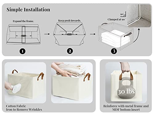 StorageWorks Closet Storage Bins with Clear Window 3 pack, Metal Storage Baskets For Shelves With Frame, Rectangle Storage Bins