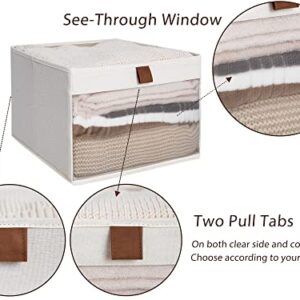 StorageWorks Closet Storage Bins with Clear Window 3 pack, Metal Storage Baskets For Shelves With Frame, Rectangle Storage Bins