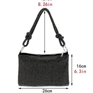 MINI Evening Bag Sparkly Rhinestone Clutches Bling Chain Handbag Elegant Shoulder Purse for Lady (Silver)