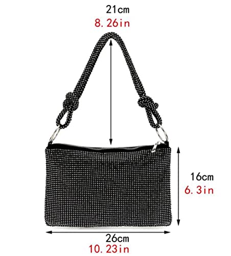 MINI Evening Bag Sparkly Rhinestone Clutches Bling Chain Handbag Elegant Shoulder Purse for Lady (Silver)