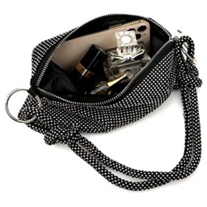 MINI Evening Bag Sparkly Rhinestone Clutches Bling Chain Handbag Elegant Shoulder Purse for Lady (Silver)