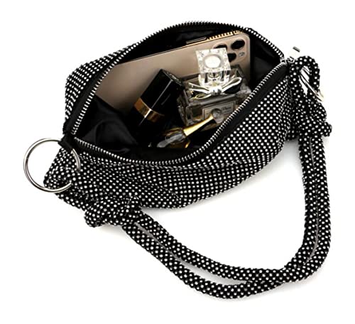 MINI Evening Bag Sparkly Rhinestone Clutches Bling Chain Handbag Elegant Shoulder Purse for Lady (Silver)