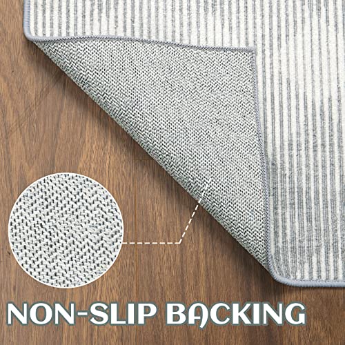 RUGSREAL Large Modern Geometric Thin Flat Area Rug Machine Washable Area Rug Low Pile Contemporary Carpet Non Slip Area Rug for Living Room Bedroom Home Office, 8' x 10' Grey