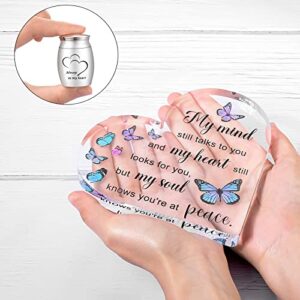 Small Urns for Human Ashes Butterfly Sympathy Gifts Mini Keepsake Urn for Ashes Acrylic Memorial Gifts for Loss of Mother