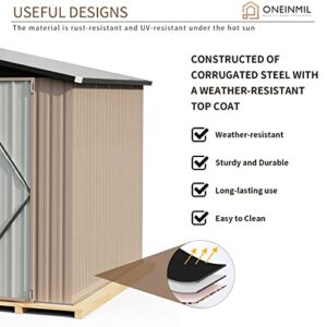 oneinmil Storage Shed 8'x10' Outdoor Garden Storage Shed, Galvanized Steel Metal Garden Shed with Air Vent and Hinged Door Utility Tool Storage House for Garden, Backyard, Patio, Lawn