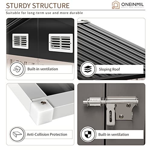 oneinmil Storage Shed 8'x10' Outdoor Garden Storage Shed, Galvanized Steel Metal Garden Shed with Air Vent and Hinged Door Utility Tool Storage House for Garden, Backyard, Patio, Lawn