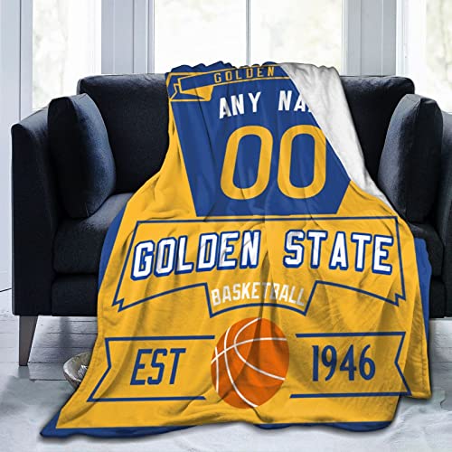 Custom Basketball City Blanket Personalized Fan Gift Throw Blanket Add Your Name & Number Decorative for Bedroom Living Room