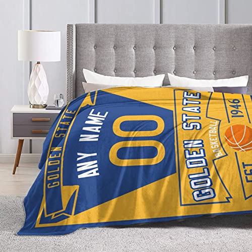 Custom Basketball City Blanket Personalized Fan Gift Throw Blanket Add Your Name & Number Decorative for Bedroom Living Room