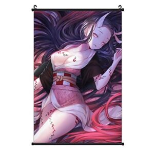 anime poster kamado nezuko wall scroll poster canvas painting for home wall decor 16″x 24″