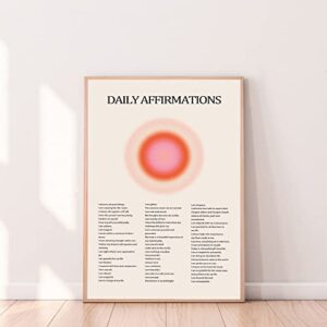 Daily Affirmation Wall Art Colorful Aura Poster Inspirational Paintings for Wall Energy Spiritual Picture Orange Aesthetic Posters Daily Gratitude Picture for Living Room Bedroom 16x24inch Unframed