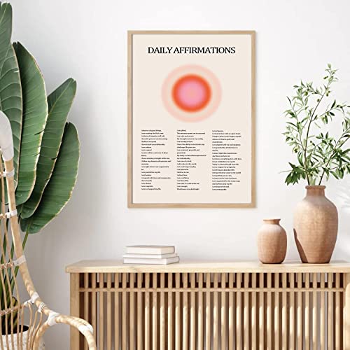 Daily Affirmation Wall Art Colorful Aura Poster Inspirational Paintings for Wall Energy Spiritual Picture Orange Aesthetic Posters Daily Gratitude Picture for Living Room Bedroom 16x24inch Unframed