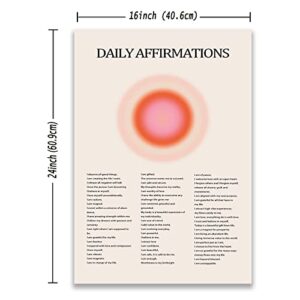 Daily Affirmation Wall Art Colorful Aura Poster Inspirational Paintings for Wall Energy Spiritual Picture Orange Aesthetic Posters Daily Gratitude Picture for Living Room Bedroom 16x24inch Unframed