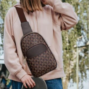 Anfei Sling Bag for Women Men PU Leather Sling Bag Small Sling Backpack Multipurpose Chest Bag Casual Daypack for Women Cycling Party Gift