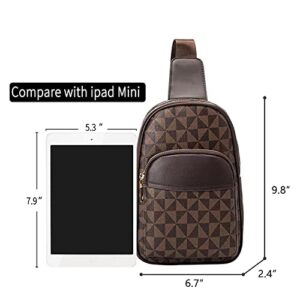 Anfei Sling Bag for Women Men PU Leather Sling Bag Small Sling Backpack Multipurpose Chest Bag Casual Daypack for Women Cycling Party Gift