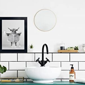 Black Framed Bathroom Decor - Funny Highland Cow Wall Art in Bathtub, Black and White Canvas Cow In Bathroom Picture, Humor Animals Bathroom Artwork Prints, Rustic Farmhouse Style Wall Decor Ready To Hang for Living Room, Bathroom, Bedroom, Kids Bathroom