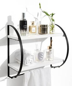 sumgar floating shelves with towel bar, 2 tier storage shelf wall mounted for bedroom, living room, office, kitchen