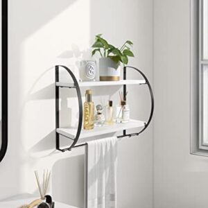 SUMGAR Floating Shelves with Towel Bar, 2 Tier Storage Shelf Wall Mounted for Bedroom, Living Room, Office, Kitchen