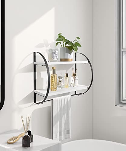 SUMGAR Floating Shelves with Towel Bar, 2 Tier Storage Shelf Wall Mounted for Bedroom, Living Room, Office, Kitchen