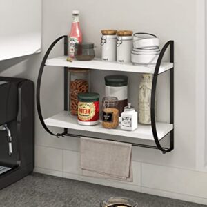 SUMGAR Floating Shelves with Towel Bar, 2 Tier Storage Shelf Wall Mounted for Bedroom, Living Room, Office, Kitchen