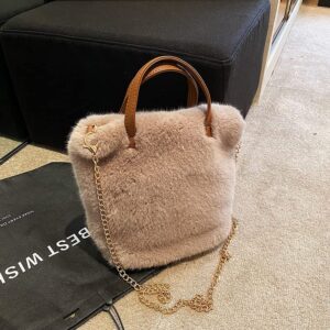 Women's Handbag Fleece Shoulder Bag Hobo Tote Bag Faux Fur Retro Casual Clutch Cute Chic Crossbody Purse