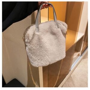 Women's Handbag Fleece Shoulder Bag Hobo Tote Bag Faux Fur Retro Casual Clutch Cute Chic Crossbody Purse