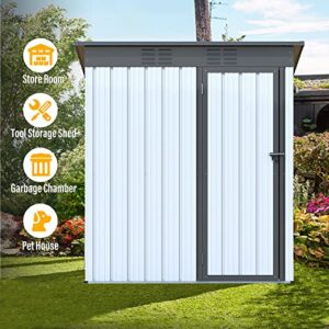 Evedy 5x3Ft Outdoor Storage Shed, Galvanized Metal Garden Shed with Lockable Doors, Tool Storage Shed for Patio Lawn Backyard Trash Cans,Gray