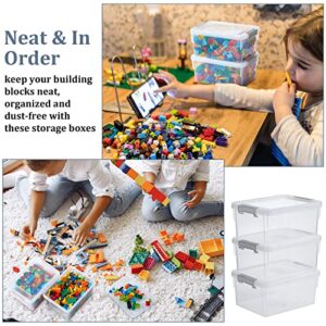 24 Pieces 1.1 Quart Small Clear Plastic Storage Containers Bins with Lid Stackable Small Items Beads Storage Latch Box Crafts Toys Lidded Bins and Secure Latching Buckles for Office Organizing