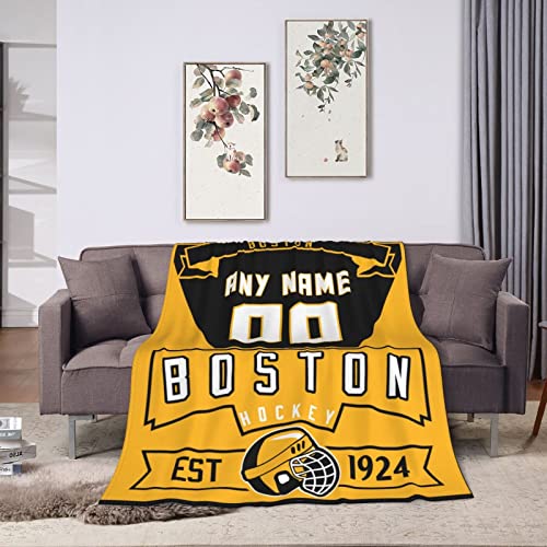 Custom Blanket for Bed Personalized Fans Gift Hockey City Summer Winter Fleece Throw Blankets Add Name and Number Personalized