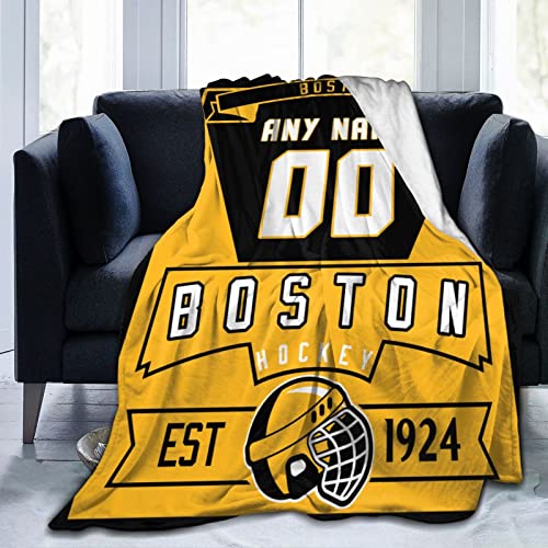 Custom Blanket for Bed Personalized Fans Gift Hockey City Summer Winter Fleece Throw Blankets Add Name and Number Personalized