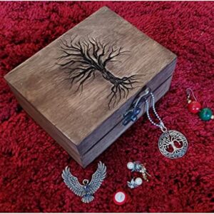 JB&C Premium Tree of Life Box Wooden Jewelry Box for Keepsake, Trinket Box Wooden tree of life decorative box (3.75 x 3 x 1.75)