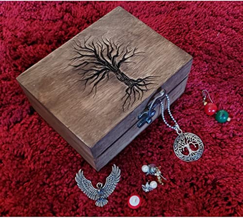 JB&C Premium Tree of Life Box Wooden Jewelry Box for Keepsake, Trinket Box Wooden tree of life decorative box (3.75 x 3 x 1.75)