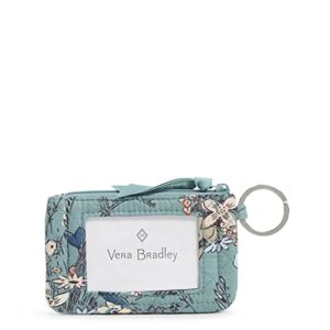 Vera Bradley Women's Cotton Zip ID Case Wallet, Sunlit Garden Sage - Recycled Cotton, One Size