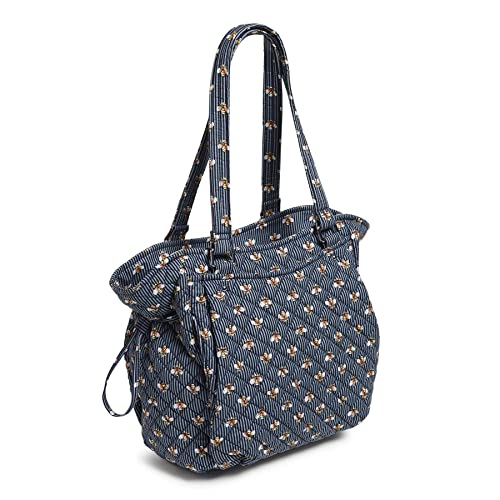 Vera Bradley Women's Cotton Glenna Satchel Purse, Bees Navy - Recycled Cotton, One Size