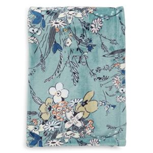 Vera Bradley Women's Fleece Plush Throw Blanket, Sunlit Garden Sage, 80 X 50