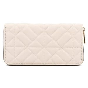 olivia miller women’s fashion jenna pvc quilted beige clutch wallet w practical zip around zipper