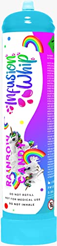 InfusionWhip Flavored Whipped Cream Chargers - Pure N2O Whipped Cream Cylinder - 0.95 Liter Nitrous Oxide Chargers (580 gram) Compatible with Cream Whippers - 1 Carton (6 cylinders) (Rainbow Candy)