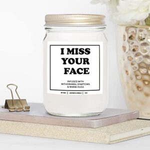 YouNique Designs Scented Candles - Soy Candles Thinking of You Gifts for Women & Men, I Miss Your Face Candle, Long Distance Relationship Gifts 8 Ounce Lavender Candles for Women (Lavender & Vanilla)