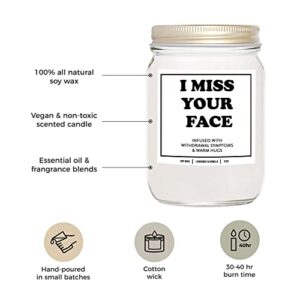 YouNique Designs Scented Candles - Soy Candles Thinking of You Gifts for Women & Men, I Miss Your Face Candle, Long Distance Relationship Gifts 8 Ounce Lavender Candles for Women (Lavender & Vanilla)