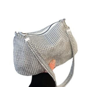 Bling Rhinestone Hobo Bag for Women Crystal Evening Handbag Underarm Bag Tote for Party Wedding