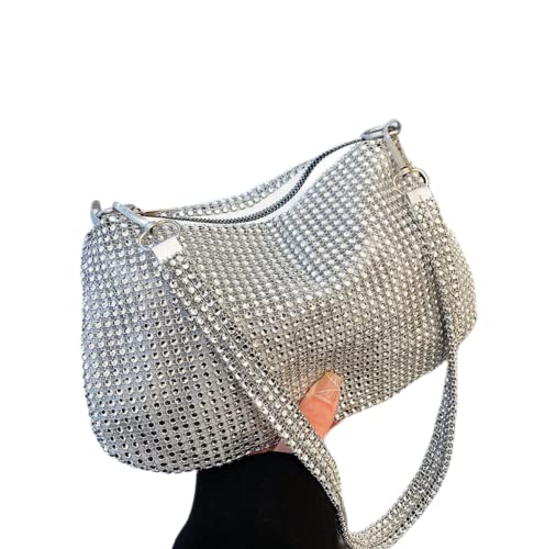 Bling Rhinestone Hobo Bag for Women Crystal Evening Handbag Underarm Bag Tote for Party Wedding