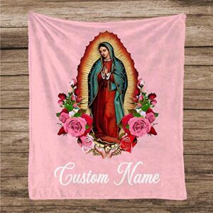 qzlan personalized virgen de guadalupe fleece blanket customized virgin mary gift