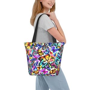 Tote Bag For Women Butterfly Tote Bag Large Capacity Butterfly Shoulder Handbag For School Work Travel With Inner Pockets