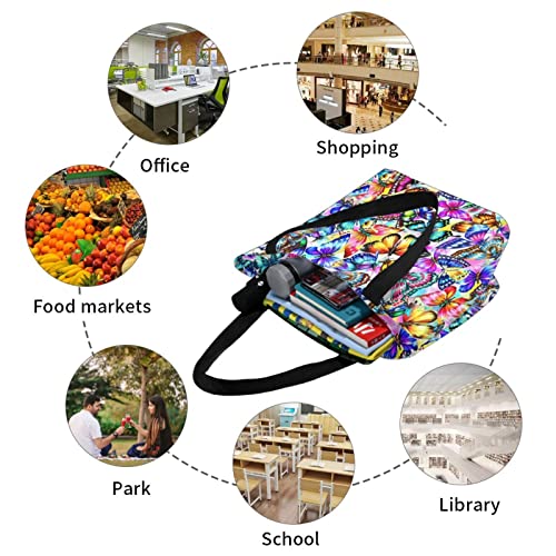 Tote Bag For Women Butterfly Tote Bag Large Capacity Butterfly Shoulder Handbag For School Work Travel With Inner Pockets