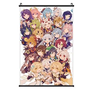 game poster scroll painting genshin impact 2st anniversary happy poster art interior art wall decorations otaku popular fans gift bedroom living decorate