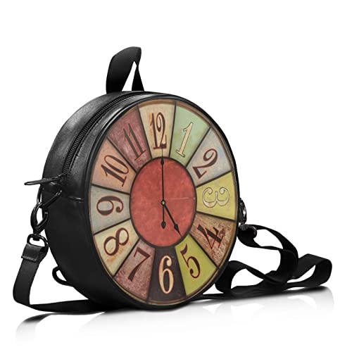 Binienty Circle Clock Purse for Women Fashion Crossbody Shoulder Purse with Strap Satchel Handbag