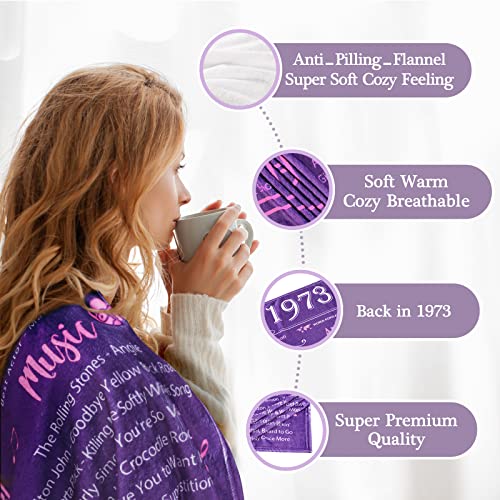 Happy 50th Birthday Gifts for Women Men Blanket 1973 50th Birthday Anniversary Weeding Decorations Turning 50 Years Old Bday Gift Idea for Wife Husband Mom Dad Back in 1973 Throw Blanket 60Lx50W Inch