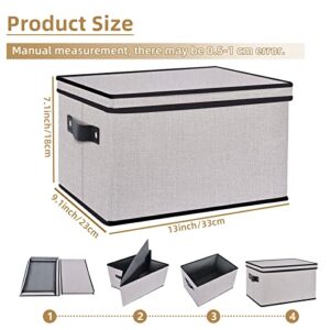 YheenLf Fabric Storage boxes,Storage Baskets for Shelves with Lids, Fabric Storage Bins with Handles, Decorative Linen Closet Organizers Boxes, Medium, LightGray, 1-Pack