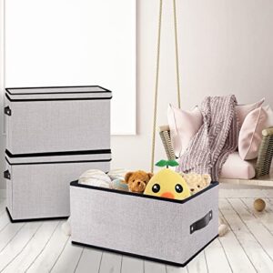 YheenLf Fabric Storage boxes,Storage Baskets for Shelves with Lids, Fabric Storage Bins with Handles, Decorative Linen Closet Organizers Boxes, Medium, LightGray, 1-Pack